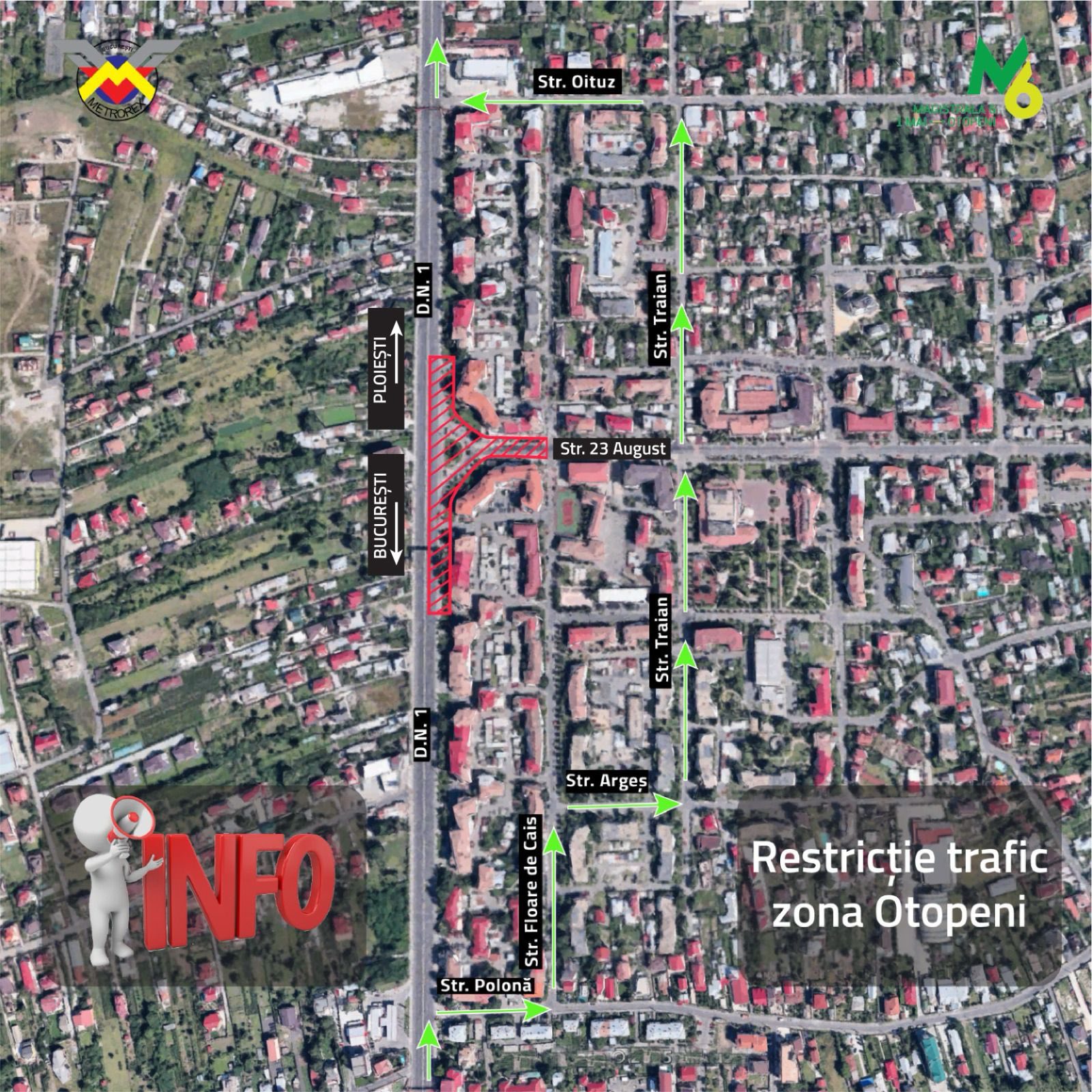 Se reconfigurează traficul pe DN1, în Otopeni, pentru Magistrala 6. Parte din fluxul rutier ...